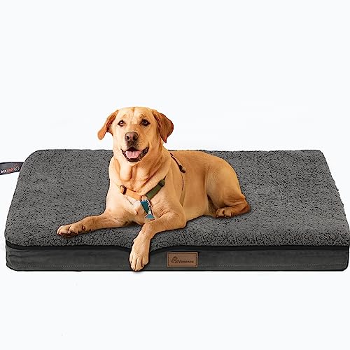 Dog Beds for Small Dogs,Large,Medium,High Elastic Memory Foam Dog Bed Available All Year Round,Dog Crate Mat with Waterproof Removable Machine Washable Cover,Dog Crate Pad with Non Slip