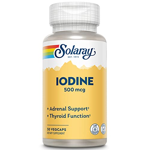 Solaray Iodine 500 mcg | May Help Support Healthy Thyroid Function, Metabolism, Focus and Energy | Non-GMO, Vegan | 30 VegCaps