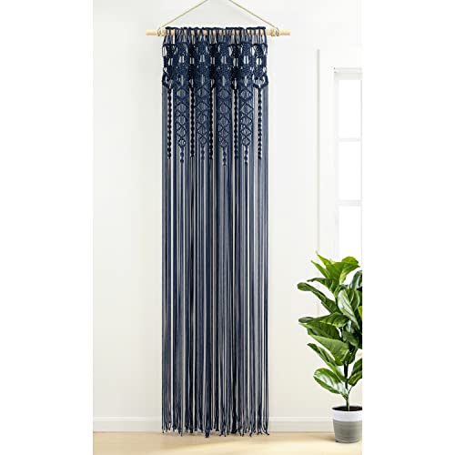 Lush Decor Boho Macrame Textured Cotton Window Curtain/Room Divider/Doorway/Wall Decor, 95" L x 40" W, Gray