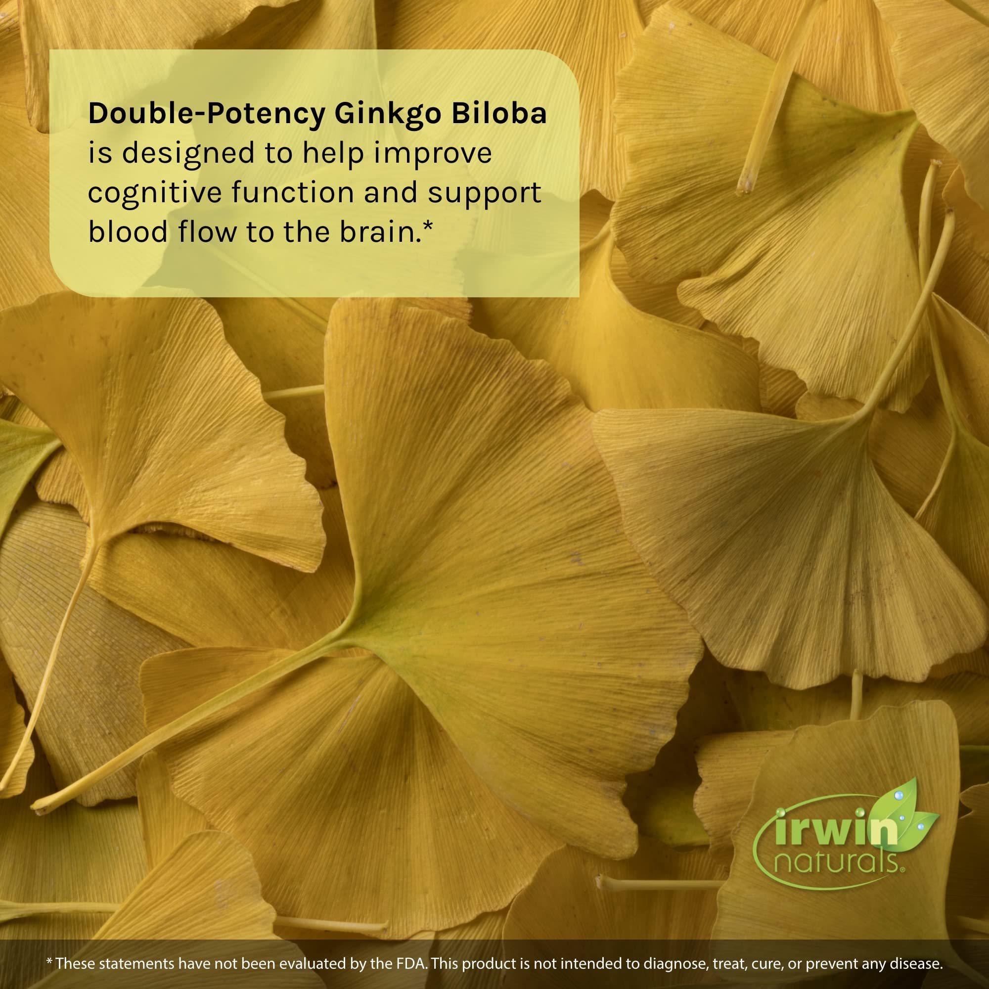 Irwin Naturals Double-Potency Ginkgo Biloba 240mg Extra Strength Brain Health Supplement - Enhance Memory, Mental Focus, Alertness, Concentration & Herbal Energy Booster - 60 Liquid Softgels