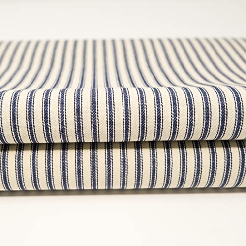 Roc-Lon 44/45" 100% Cotton Woven Ticking, Cut by Yard, Stripe Navy