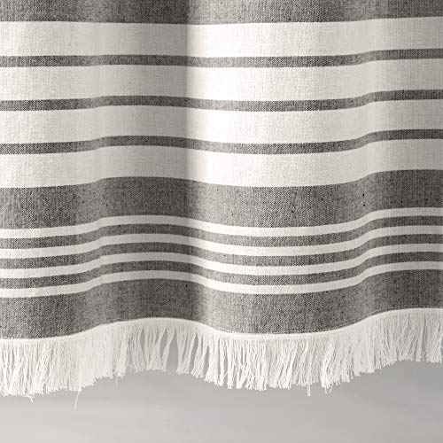 Lush Decor, Gray Nantucket Yarn Dyed Cotton Tassel Fringe Shower Curtain, 72" x 72"