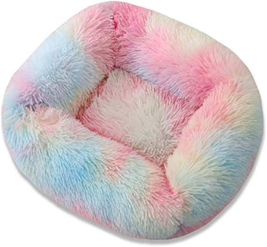 Bed M Size Warm Winter Square Super Soft Sleeping Dog Bed Long Plush Washable Cat Mat Basket Puppy House 1Pcs Rainbow Colors