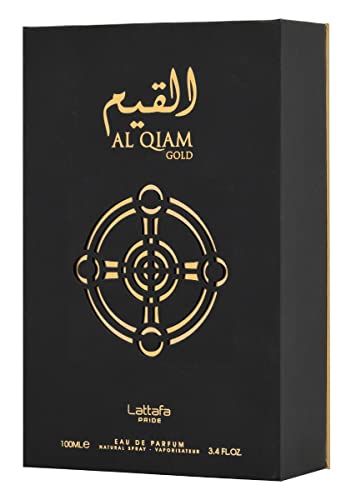 Al Qiam Gold By Lattafa Pride Eau De Parfum 100ml(3.4 Oz) | Saffron, Raspberry, Patchouli, Leather, Amber, Oud, Guaiac, Wood, Vetiver, Benzoin | By Lattafa Perfumes