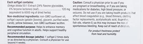 webber naturals Ginkgo Biloba 120mg 300 Softgels
