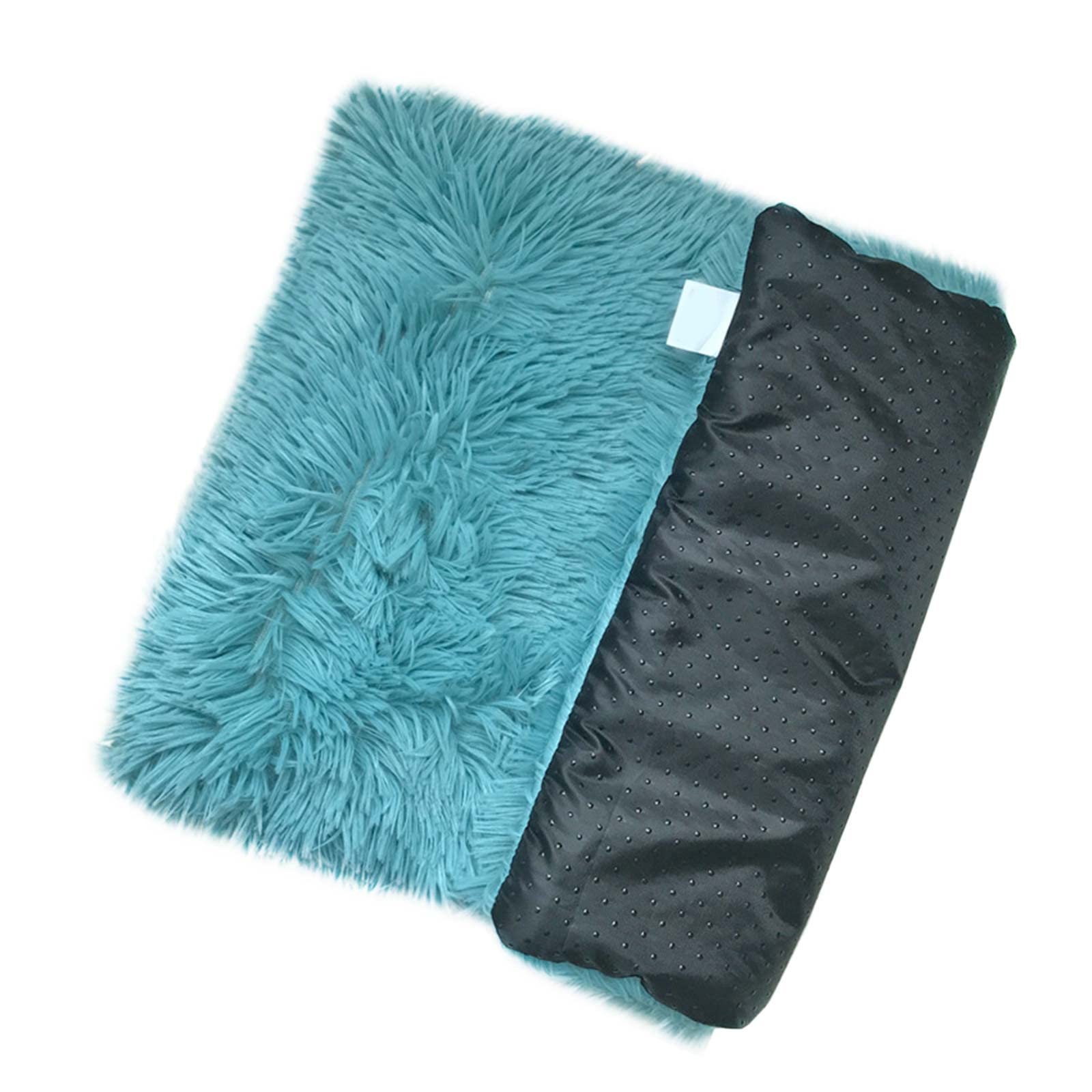 Washable Dog Crate Mattress Calming Fluffy Anxiety Dog Beds Deluxe Plush Dog Mat with Slip Bottom Small Dog Bed Back Supports for Car Seats (Sky Blue, One Size)