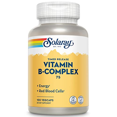 SOLARAY Vitamin B-Complex 75mg | Two-Stage Timed-Release for Extended Availability | Support for Hair, Skin, Nails, Nerves, Immune Function | 100 CT