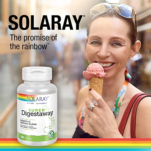 SOLARAY Super Digestaway Digestive Enzyme Blend | Healthy Digestion & Absorption of Proteins, Fats & Carbohydrates | Lab Verified | 60 VegCaps