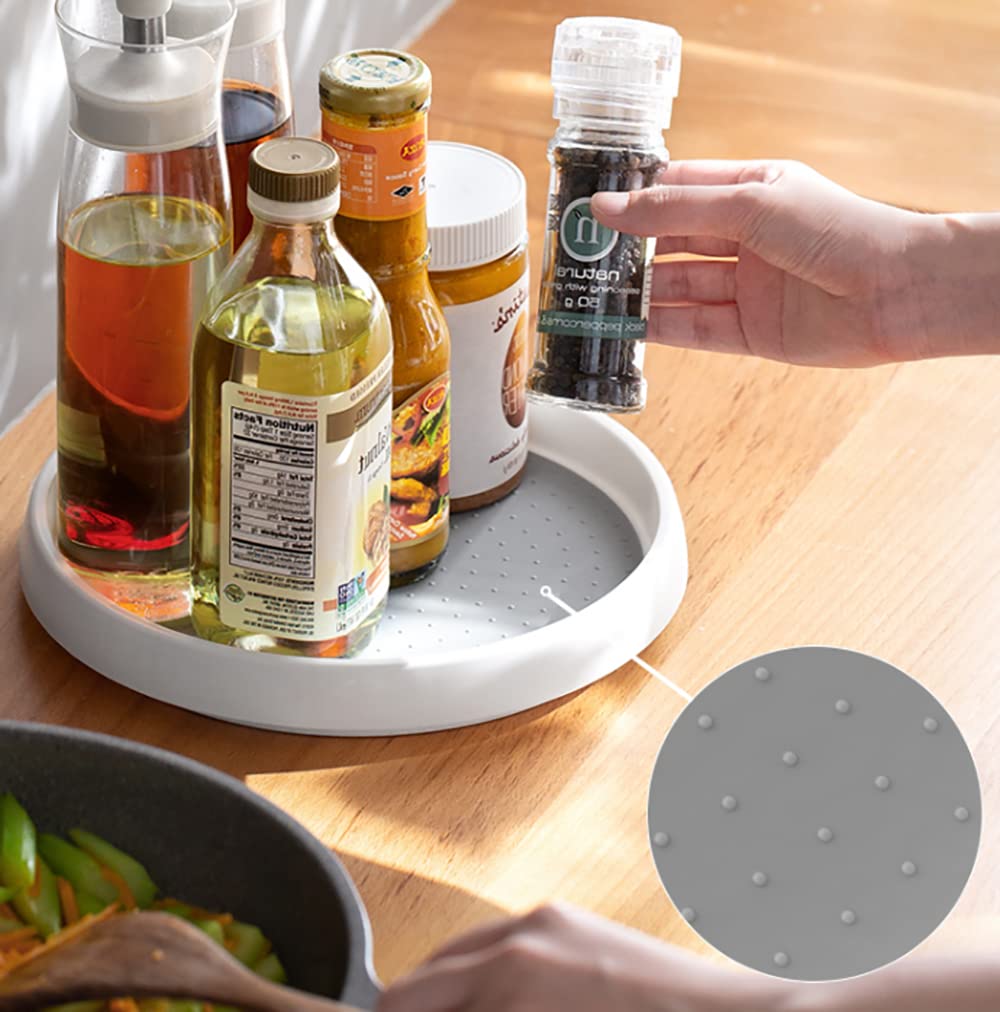 Lawei 2 Pack Lazy Susan Turntable - 12 Inch Non-Slip Kitchen Storage Turntable Spice Rack Organizer for Spices, Condiments, Baking