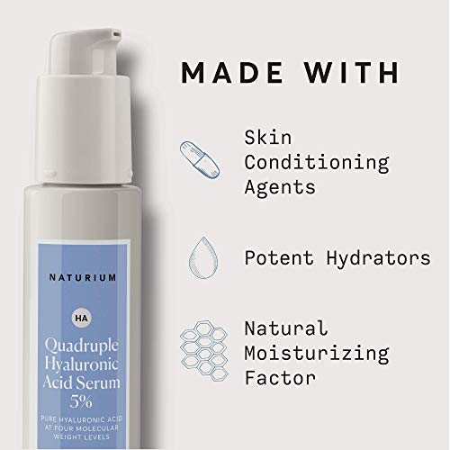 Naturium Quadruple Hyaluronic Acid Serum 5%, Hydrating & Anti-Aging Face Moisturizer, Fragrance Free, 1.0 oz