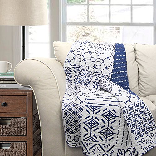 Lush Decor Monique Throw, 50 x 60-inch, Blue, 50 by 60