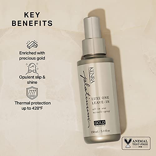 Kenra Platinum Luxe One Leave-In | All-In One Miracle Spray | Enriched with Precious Gold | Opulent Slip & Shine | Thermal/Heat Protection | Medium To Coarse Hair | 5 fl. Oz