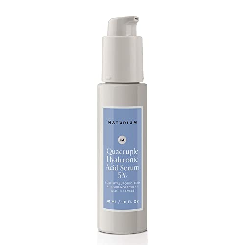 Naturium Quadruple Hyaluronic Acid Serum 5%, Hydrating & Anti-Aging Face Moisturizer, Fragrance Free, 1.0 oz
