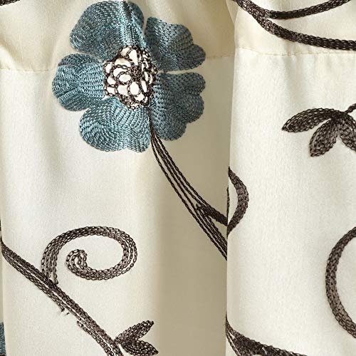 Lush Decor Royal Garden Floral Window Kitchen Curtain Valance, 18” x 42”, Blue