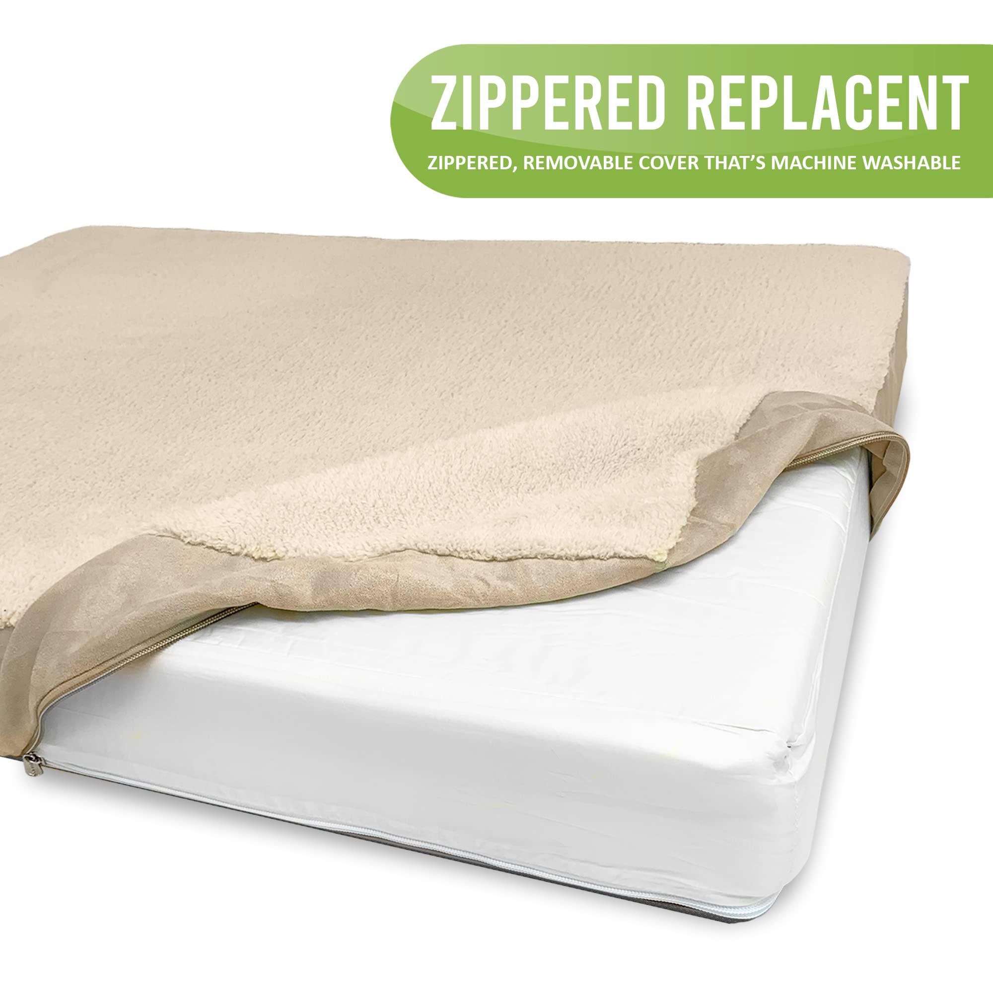 Universal Replacement Washable Large Dog Bed Cover - 36 x 28 x 4 inches - Compatible with Many Orthopedic Memory Foam Dog Bed