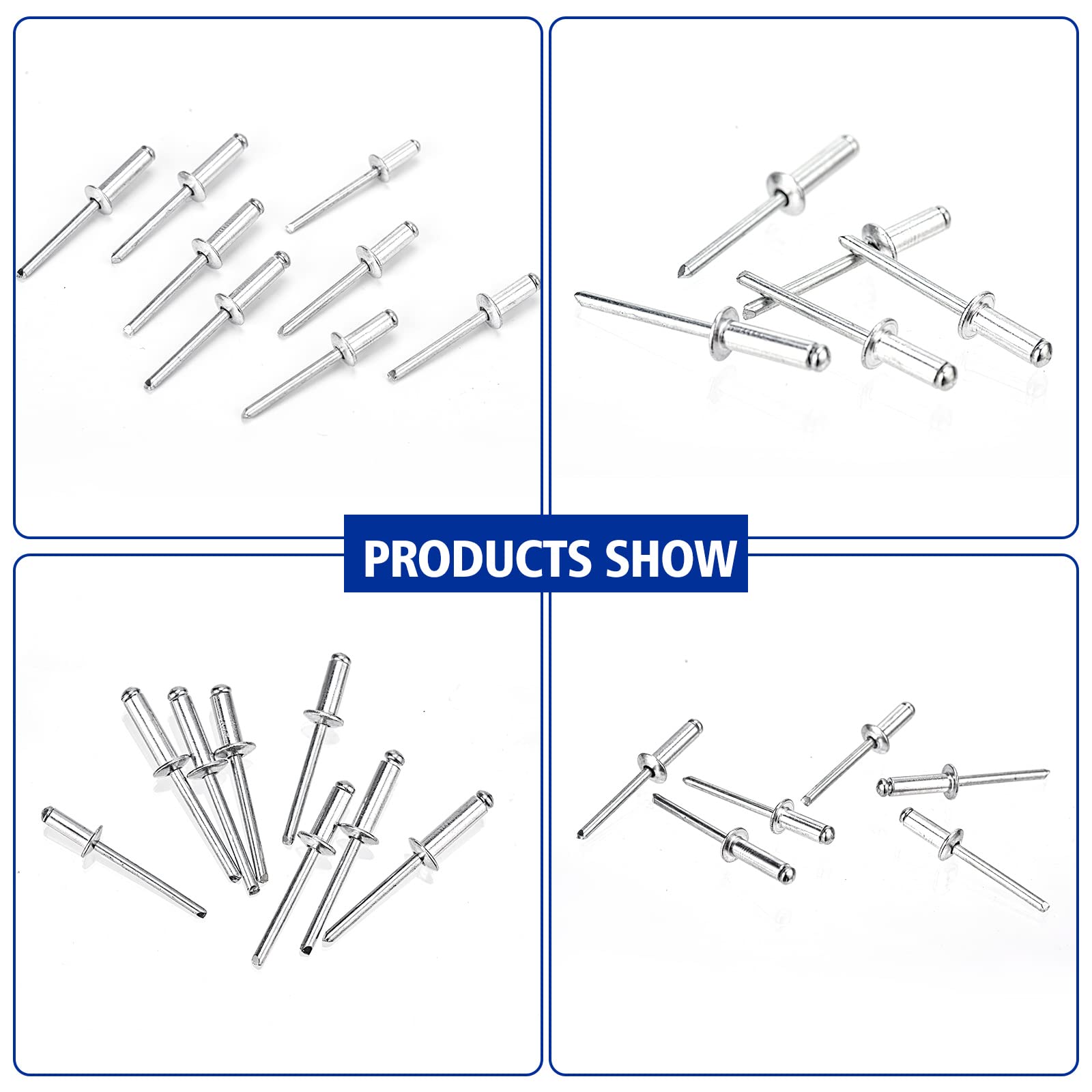 386pcs 8 Sizes Aluminum Blind Rivets, Pop Rivets Assortment Kit (1/8'' x 1/4'', 1/8'' x 5/16'', 1/8'' x 3/8'', 1/8'' x 1/2'', 3/16'' x 5/16'', 3/16'' x 3/8'', 3/16'' x 1/2'', 3/16'' x 5/8'')