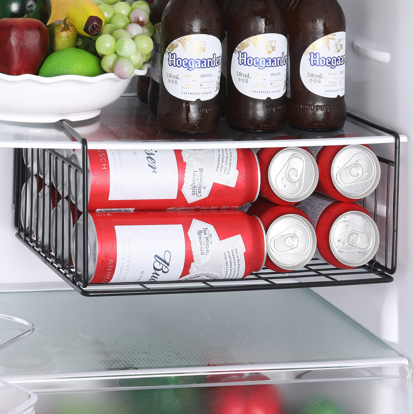 SUFAUY 2-Pack Under Cabinet Shelf Basket Organizer, Metal Wire Rack Hanging Storage Baskets Holds up to 22lbs for Kitchen Pantry or Refrigerator, Silver