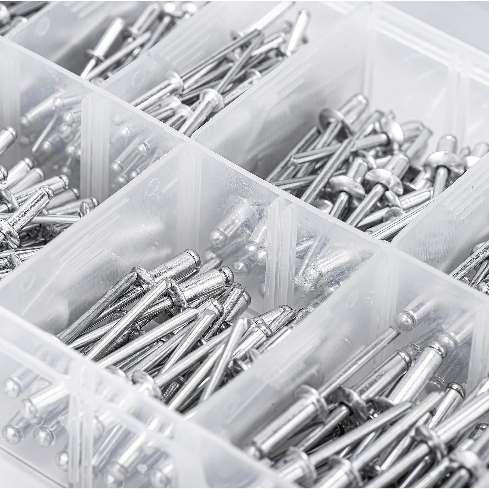 386pcs 8 Sizes Aluminum Blind Rivets, Pop Rivets Assortment Kit (1/8'' x 1/4'', 1/8'' x 5/16'', 1/8'' x 3/8'', 1/8'' x 1/2'', 3/16'' x 5/16'', 3/16'' x 3/8'', 3/16'' x 1/2'', 3/16'' x 5/8'')