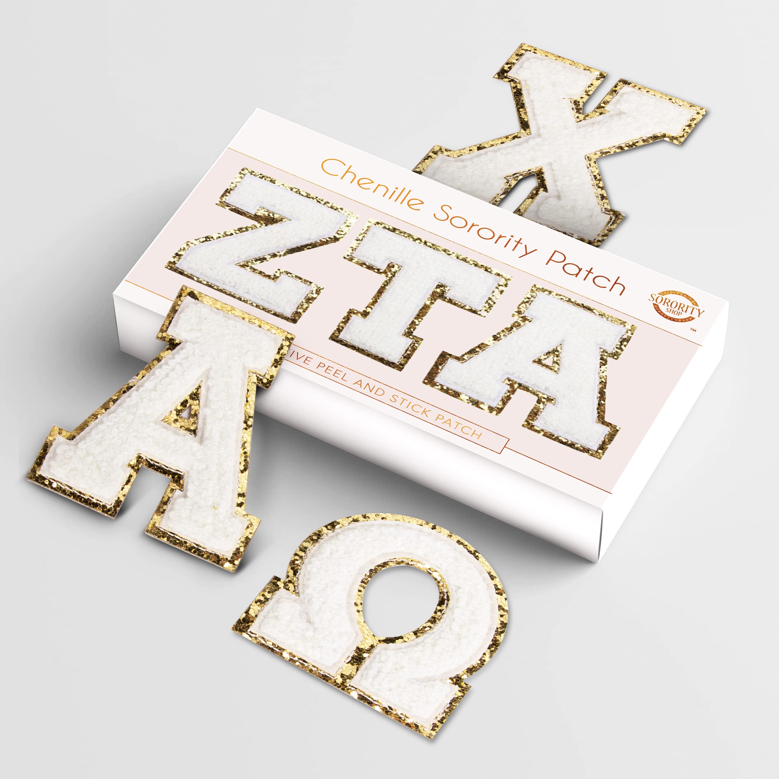 Sorority Shop Sigma Kappa Chenille Letter Stickers - Adhesive Back, Set of 2 Greek Letters
