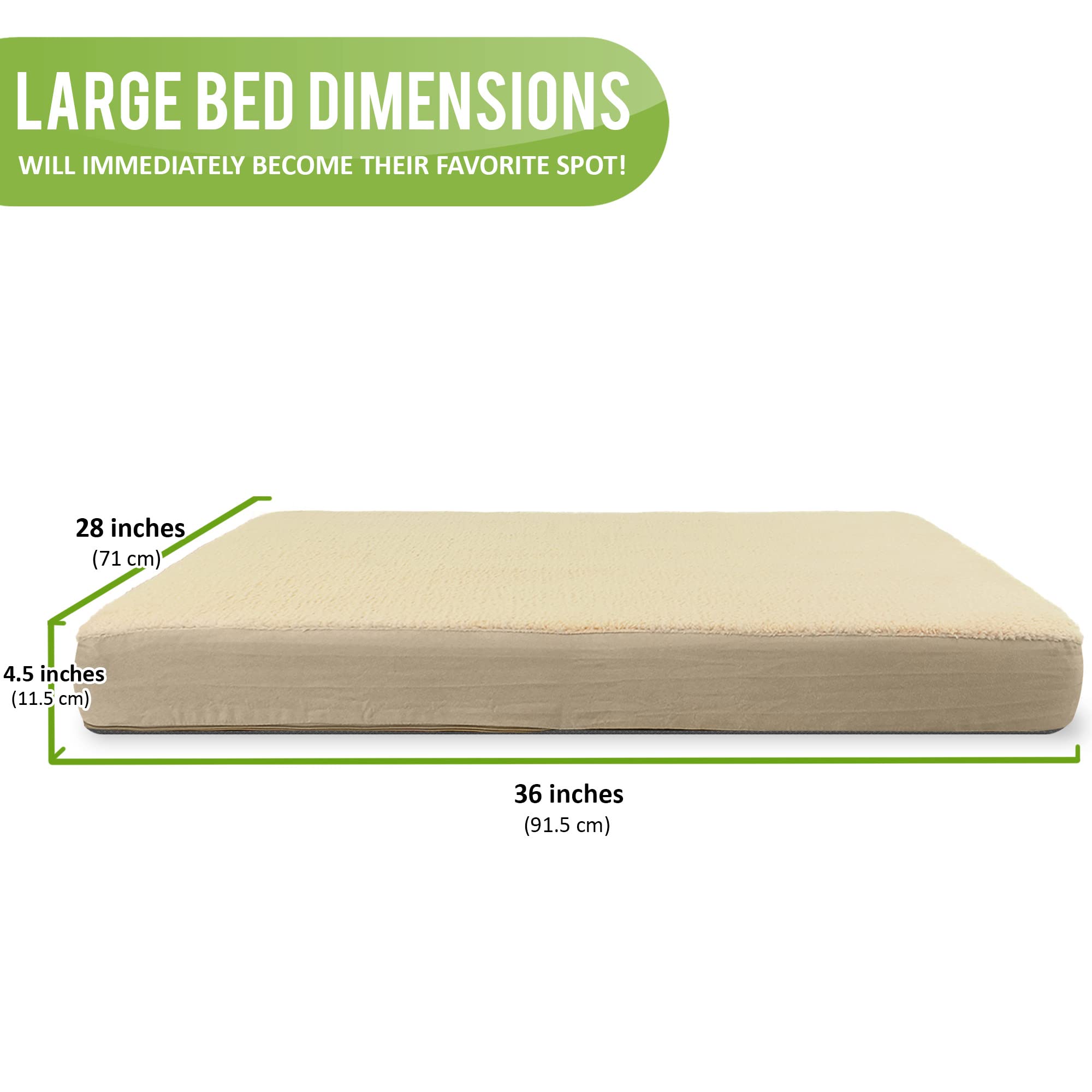 Universal Replacement Washable Large Dog Bed Cover - 36 x 28 x 4 inches - Compatible with Many Orthopedic Memory Foam Dog Bed