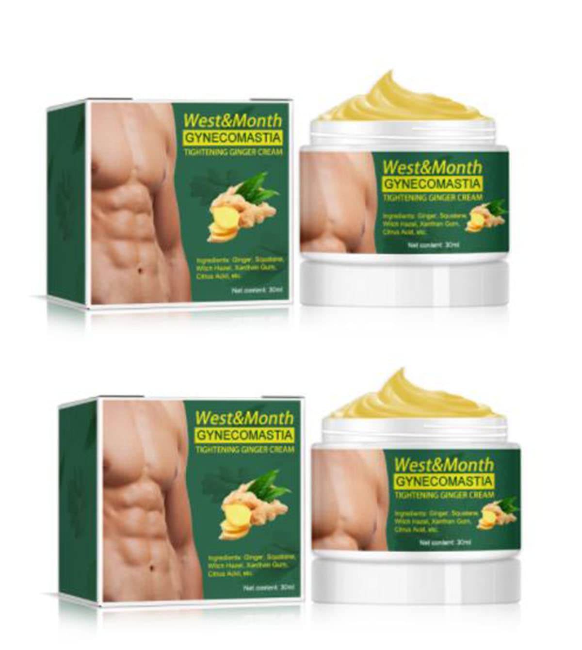 zengxiaoyun 2Pcs Gynecomastia Tightening Ginger Cream