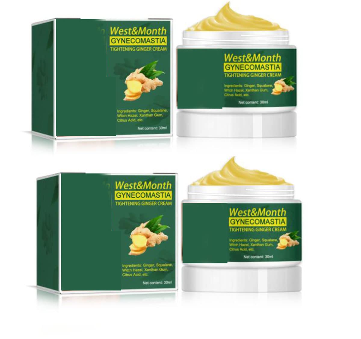 zengxiaoyun 2Pcs Gynecomastia Tightening Ginger Cream