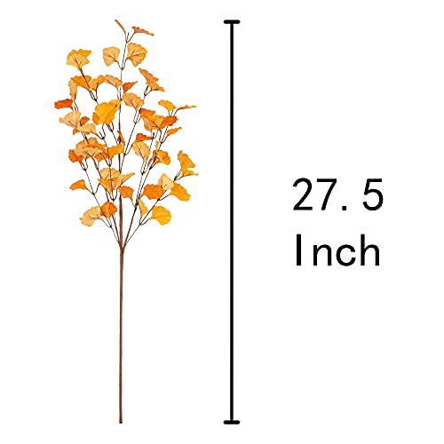 VGIA 6 Pcs Artificial Ginkgo Leaves Stems Fall Leaf Spray Flower Arrangement for Vase Silk Autumn Leaves Stems Fall Decorations for Room Kitchen Office