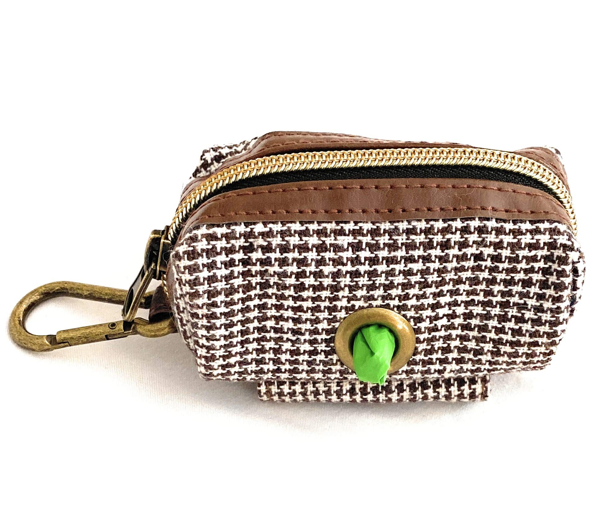 Pets Inn Dog Poop Bag Holder with Leash Attachment - Fits Any Dog Leash - Includes Free Roll of Dog Bag, burberry, Burberry Brown, 3.75,2,2