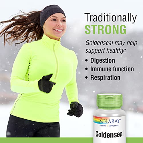 SOLARAY Goldenseal Root 550mg | Healthy Digestion, Immune Function & Respiratory Support | Whole Root | Non-GMO, Vegan & Lab Verified | 100 VegCaps