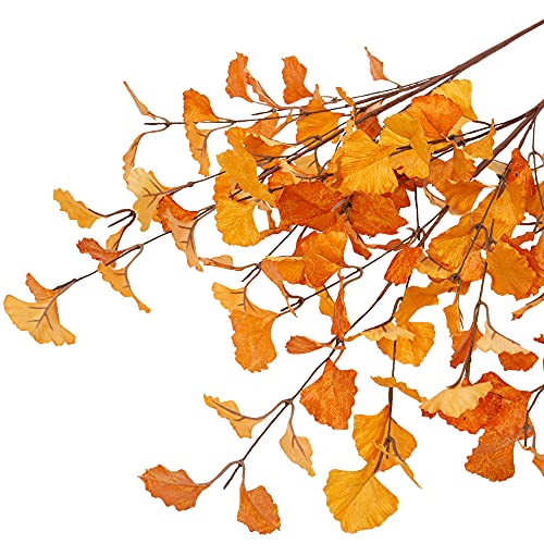 VGIA 6 Pcs Artificial Ginkgo Leaves Stems Fall Leaf Spray Flower Arrangement for Vase Silk Autumn Leaves Stems Fall Decorations for Room Kitchen Office