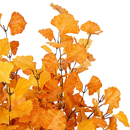 VGIA 6 Pcs Artificial Ginkgo Leaves Stems Fall Leaf Spray Flower Arrangement for Vase Silk Autumn Leaves Stems Fall Decorations for Room Kitchen Office