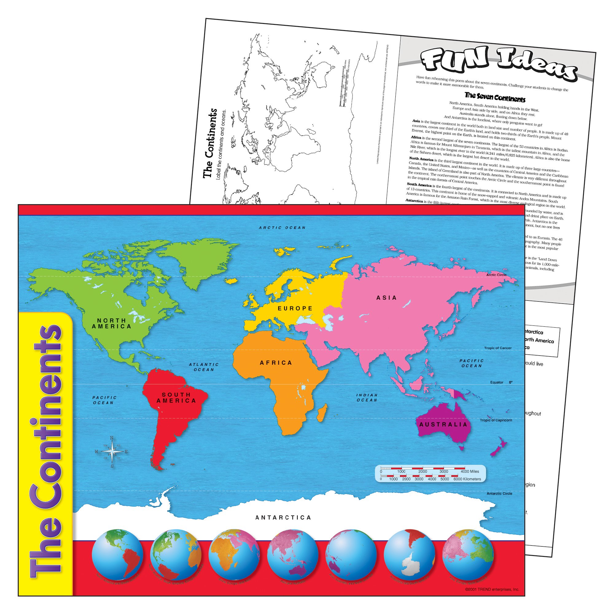 TREND ENTERPRISES, INC. The Continents Learning Chart, 17" x 22"