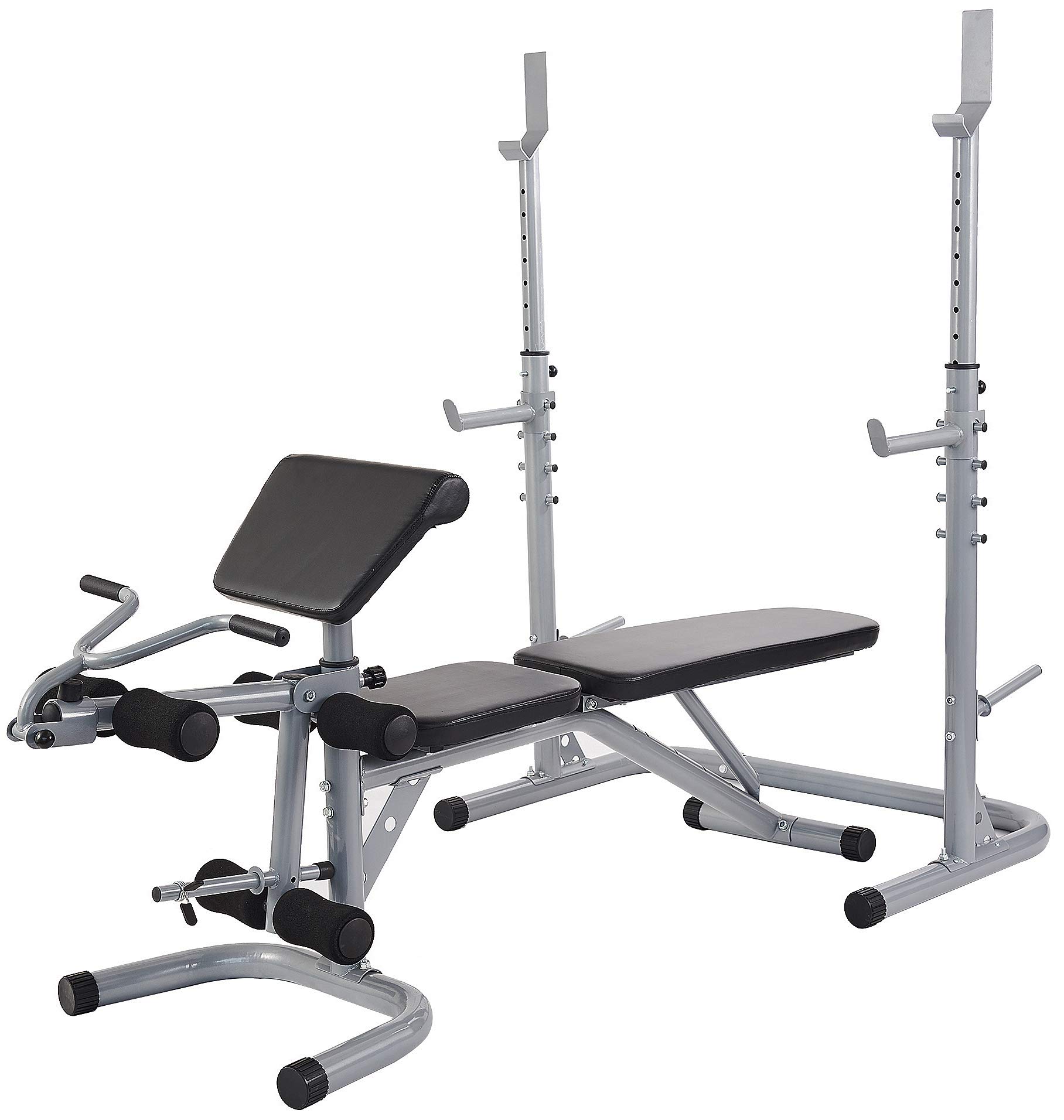 Sporzon! Multifunctional Workout Station Adjustable Olympic Workout Bench with Squat Rack, Leg Extension, Preacher Curl, and Weight Storage, 800-Pound Capacity
