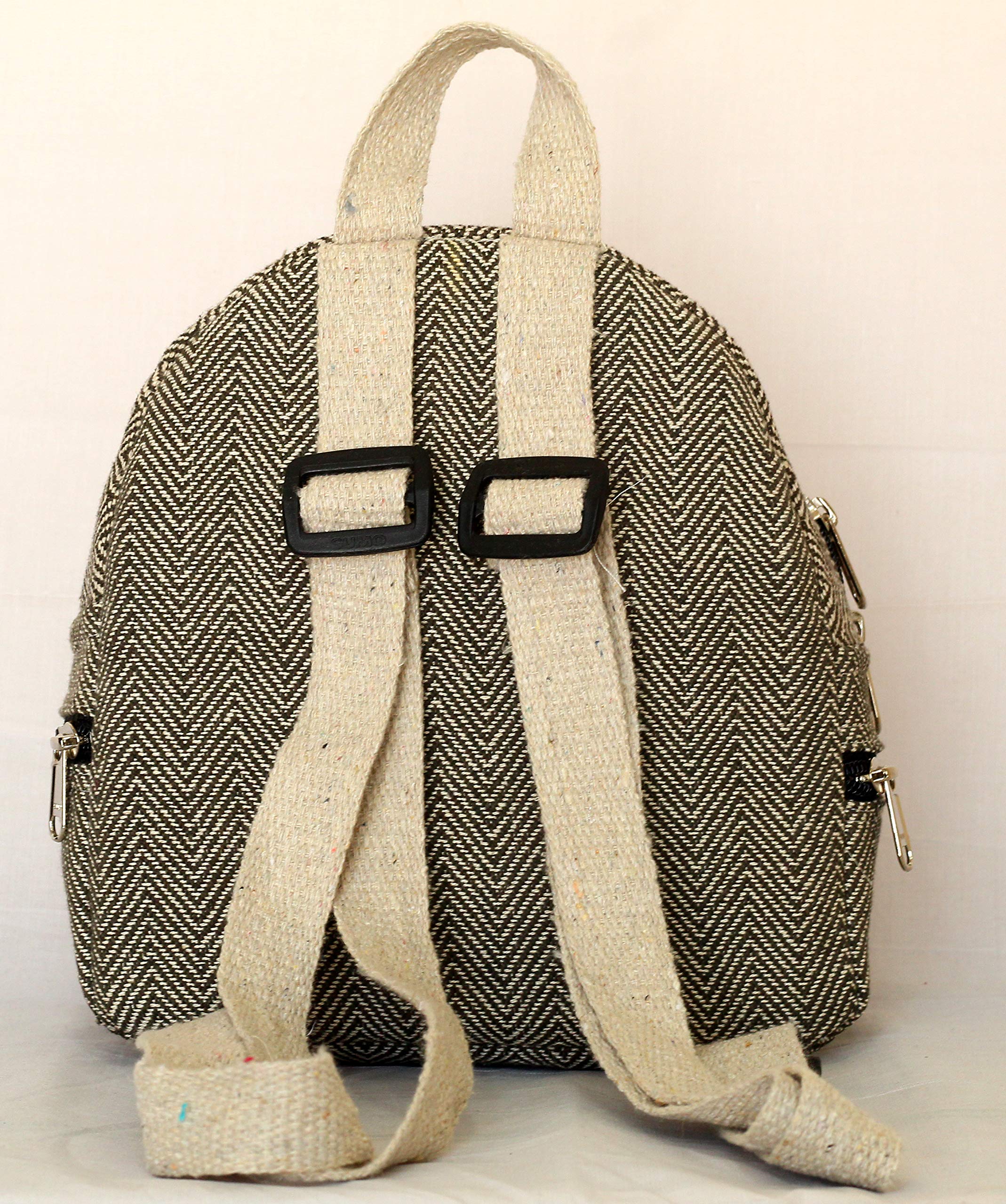 Handmade Hemp Mini Backpack For Women Girls Purse Cute Eco Friendly Light Weight Washable Small Bag for everyday lives (DARKGREEN)
