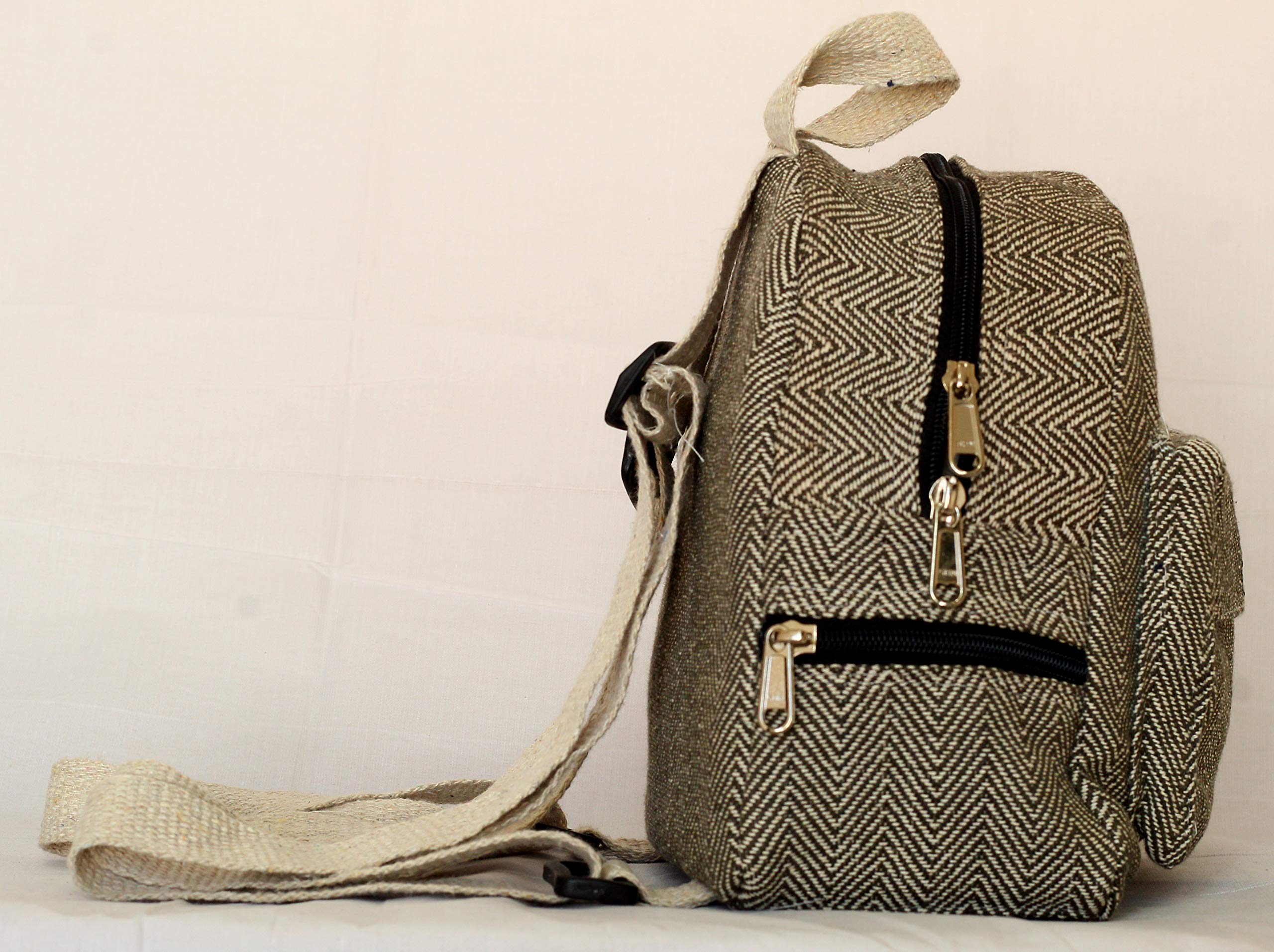 Handmade Hemp Mini Backpack For Women Girls Purse Cute Eco Friendly Light Weight Washable Small Bag for everyday lives (DARKGREEN)