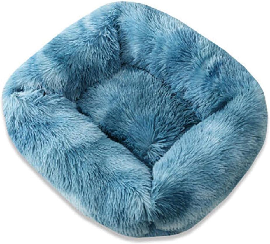 Bed Xs Size Warm Winter Square Super Soft Sleeping Dog Bed Long Plush Washable Cat Mat Basket Puppy House 1Pcs Colorful Blue