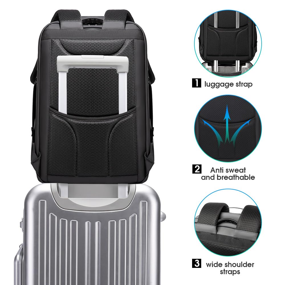BANGE Anti Theft Backpack With TSA Lock,Waterproof Backpacks With YKK Zipper, High Tech Business Backpack For Men And Women, Laptop Backpack Fits For 17.3 Inch Notebook…