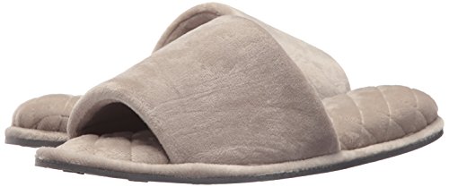 Dearfoams Women's Beatrice Velour Slide Slipper, Pewter, Medium