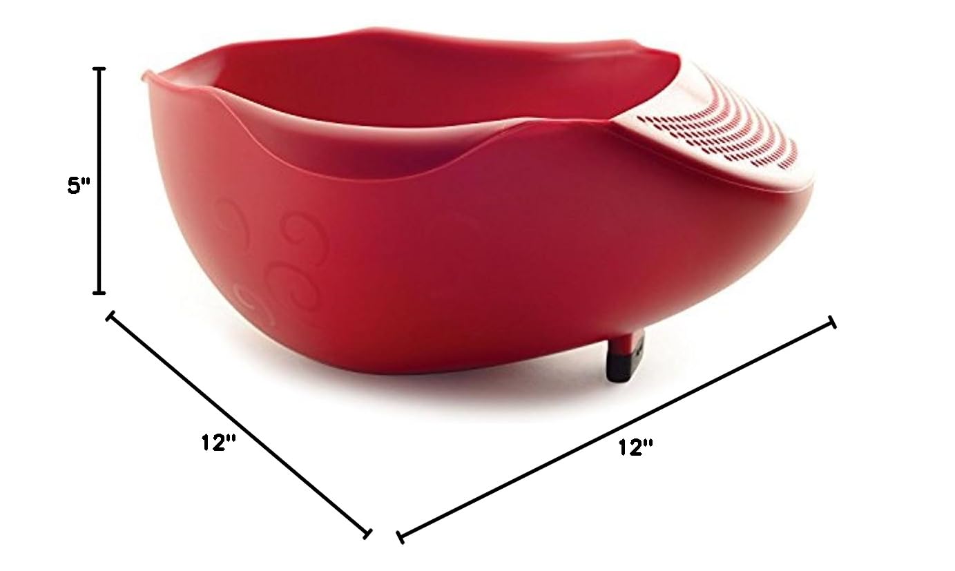 Norpro NOR-2176 Serving Bowl with Strainer , Red