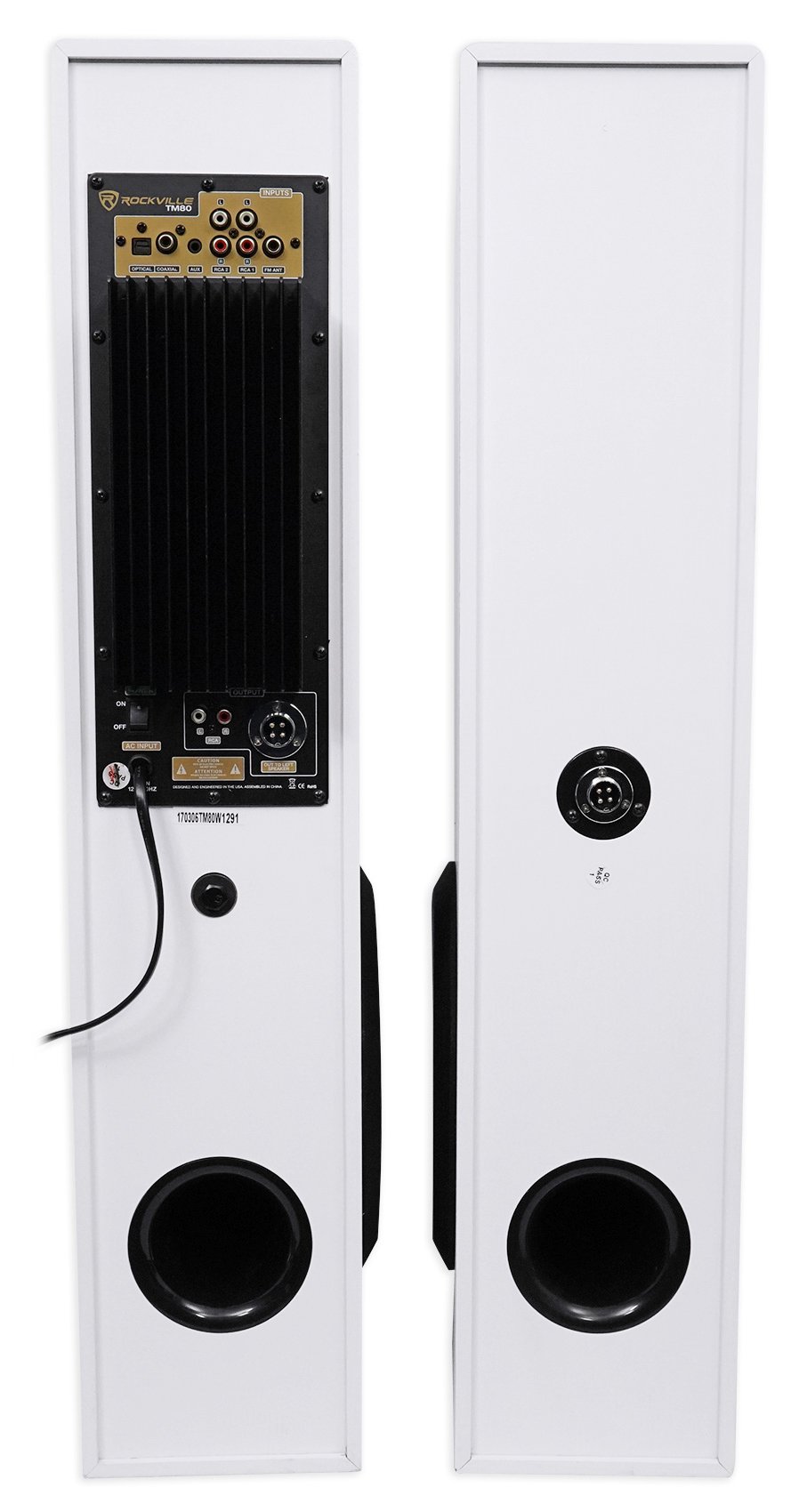 Rockville (1 TM80W White Powered Home Theater Tower Speakers 8" Sub/Bluetooth/USB Bundle with (1) Mini WiFi Music Player Wireless Audio Streaming Multiroom Stereo Receiver (2 Items)