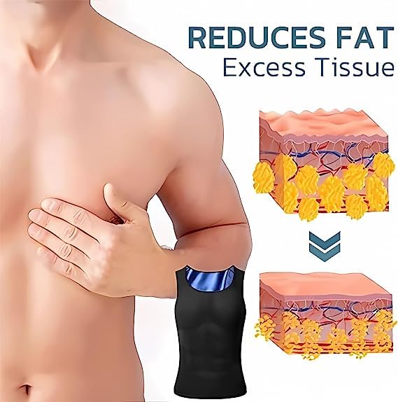2023 New Guys Men Compression Top - Gynecomastia Compression Sauna Vest, Men Compression Tank Top Shapewear (Silver, Small-Medium)
