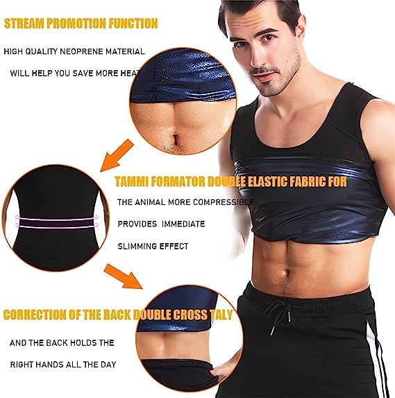 2023 New Guys Men Compression Top - Gynecomastia Compression Sauna Vest, Men Compression Tank Top Shapewear (Silver, Small-Medium)