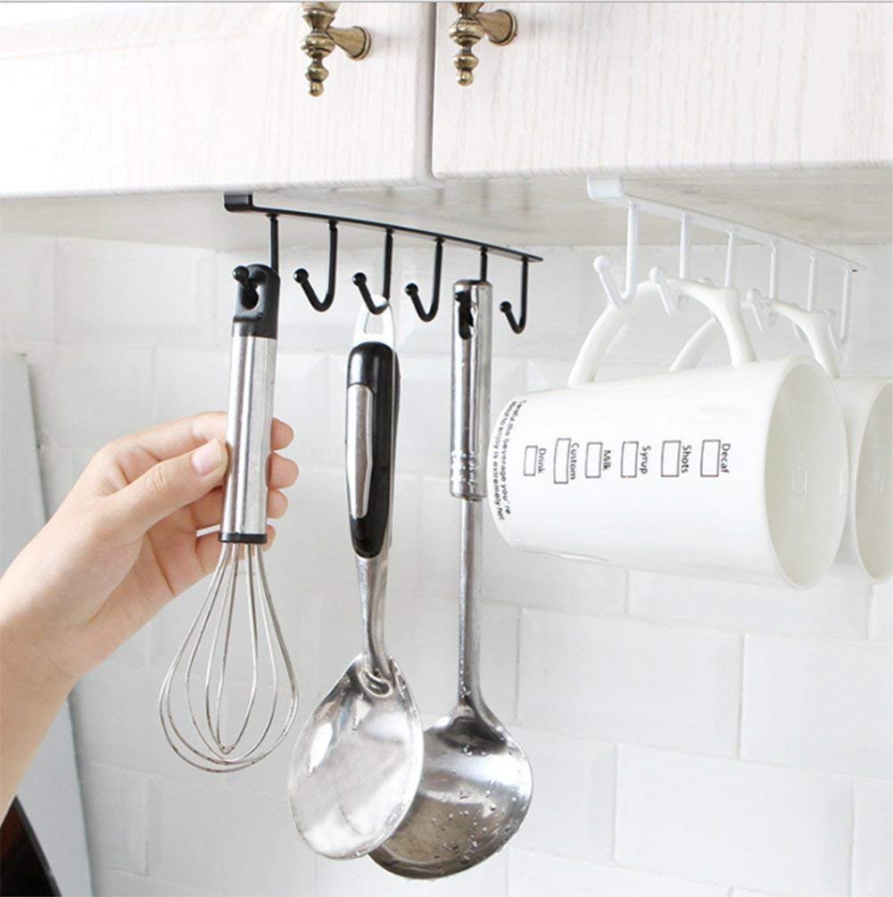 Art Secret 6-Hook Under Cabinet Mug Hanger (a- 3pcs White)