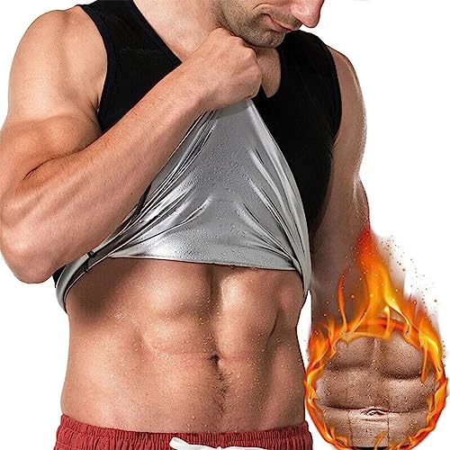 2023 New Guys Men Compression Top - Gynecomastia Compression Sauna Vest, Men Compression Tank Top Shapewear (Silver, Small-Medium)