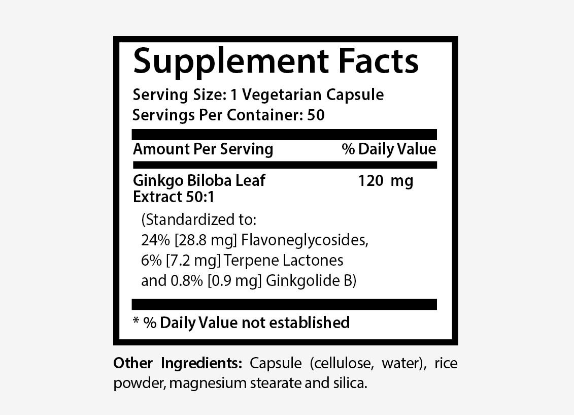antioxidant Vitamins - Ginkgo BILOBA 120MG - Memory Support - Gingko Supplements - Brain and Memory Power Boost, Brain and Memory Supplements, Brain Booster, Brain Booster Pills - 2B 60 Capsules