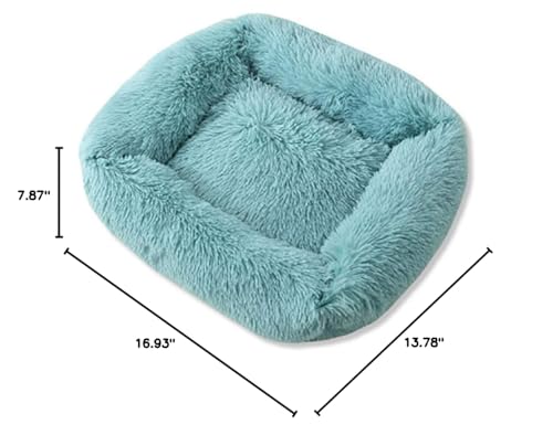Bed Xs Size Warm Winter Square Super Soft Sleeping Dog Bed Long Plush Washable Cat Mat Basket Puppy House 1Pcs Blue