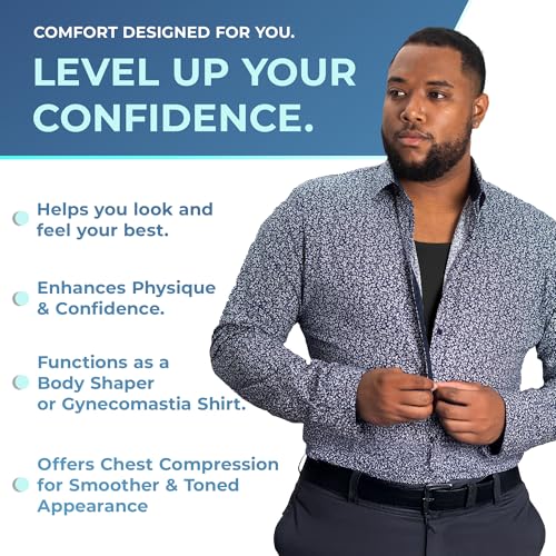 QORE LOGIQ Gynecomastia Compression Shirts for Men - Sleeveless Slimming Undershirts Tummy Control and Body Shaper Tank Top Black Medium