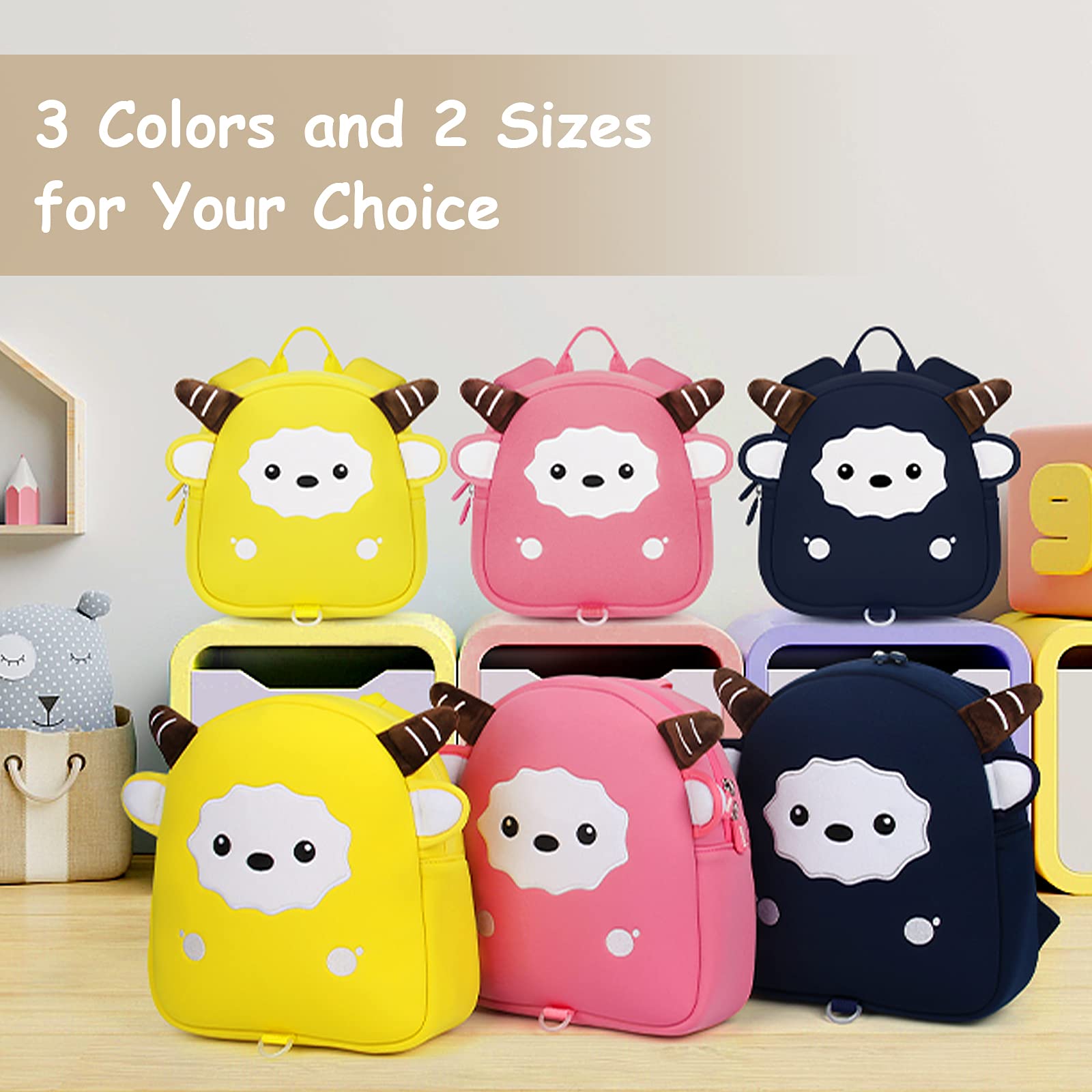 BEBOAN Toddler Backpack for Girls, Kids Backpack Harness with Safety Leash Chest Strap for 4,5,6 Year Old Kindergarten Preschool Pink Sheep Small