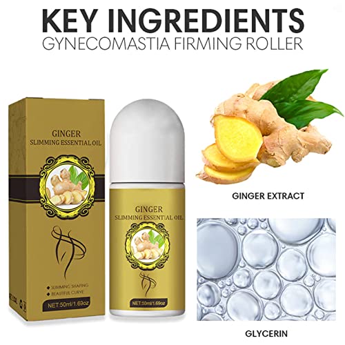 TURSHI Gynecomastia Firming Ginger Roller,2023 New Gynecomastia Tightening Ginger Cream,Firming Ginger Breast Firming Down Cellulite for A Better Physique Make Them Firmer Cleansing Oil