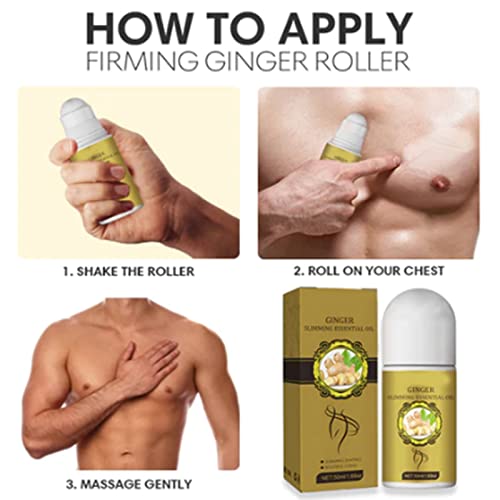 TURSHI Gynecomastia Firming Ginger Roller,2023 New Gynecomastia Tightening Ginger Cream,Firming Ginger Breast Firming Down Cellulite for A Better Physique Make Them Firmer Cleansing Oil